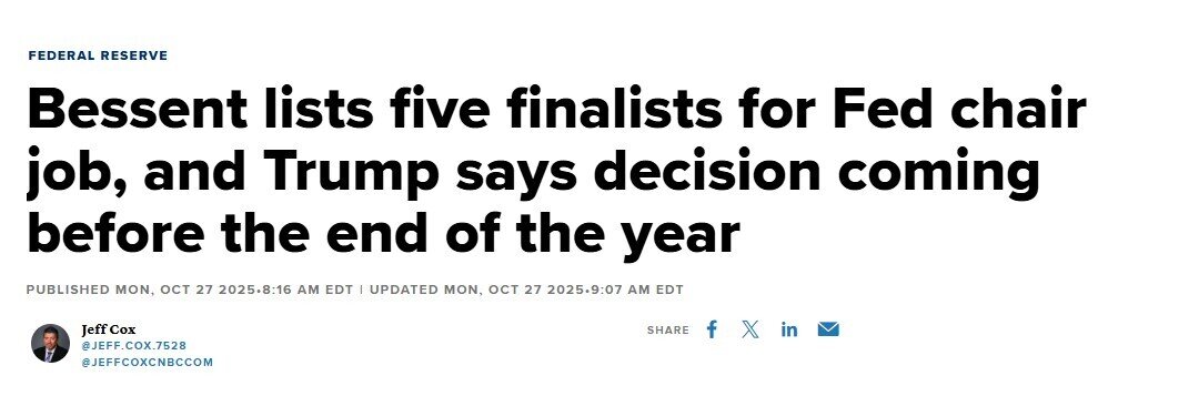 Ông Trump chuẩn bị chọn Chủ tịch Fed mới, có thể công bố trước cuối năm