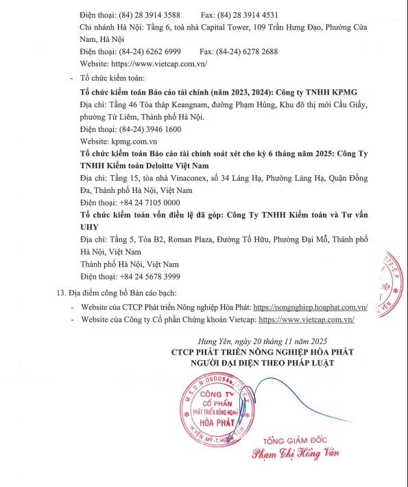 Nông nghiệp Hoà Phát chốt giá IPO 41.900 đồng/cp