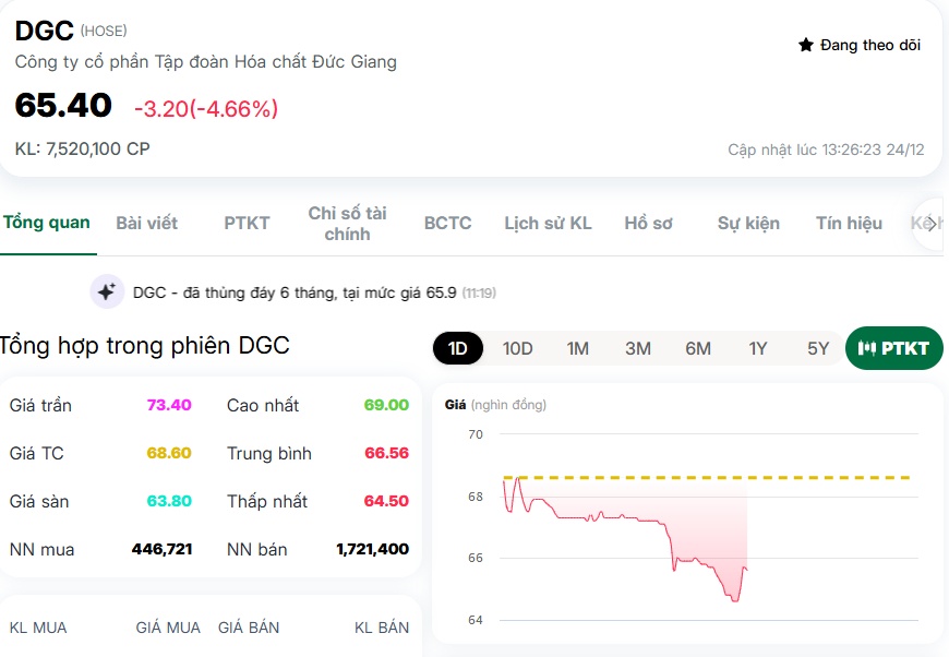 Cổ phiếu DGC lao dốc 29%: Bắt đáy hay cắt lỗ ngay?