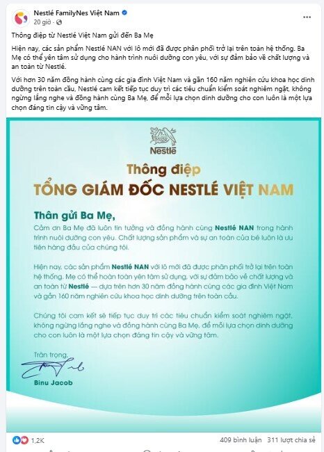Sữa NAN trở lại kệ sau đợt thu hồi: Nestlé Việt Nam nói gì về các lô ...