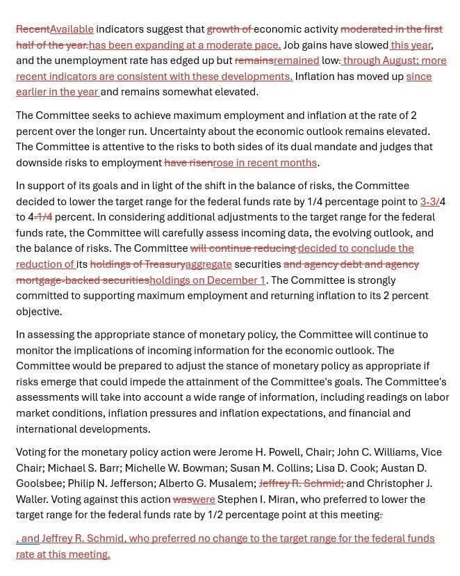 FED Cắt 0.25%, ra kế hoạch dừng QT (chính sách thắt chặt định lượng). I. FOMC: FED cắt 0.25% ...